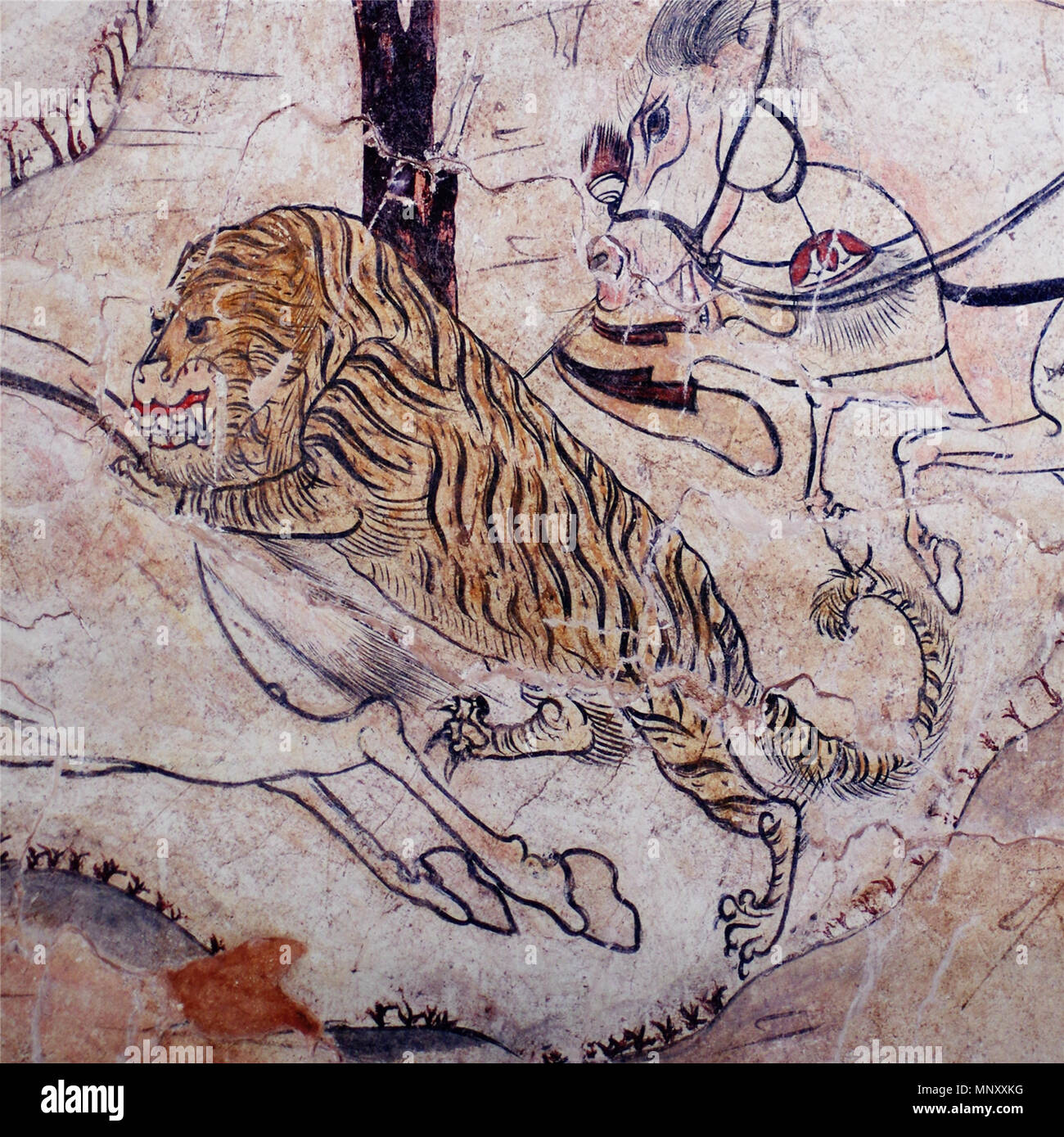 . English: Mural from a tomb of Northern Qi Dynasty in Jiuyuangang ...