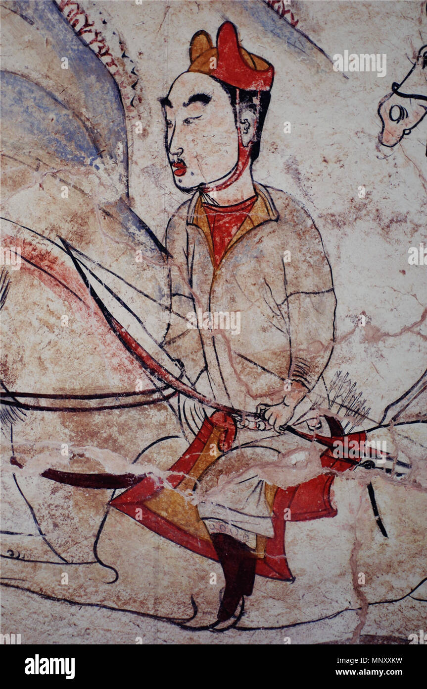 . English: Mural from a tomb of Northern Qi Dynasty in Jiuyuangang ...