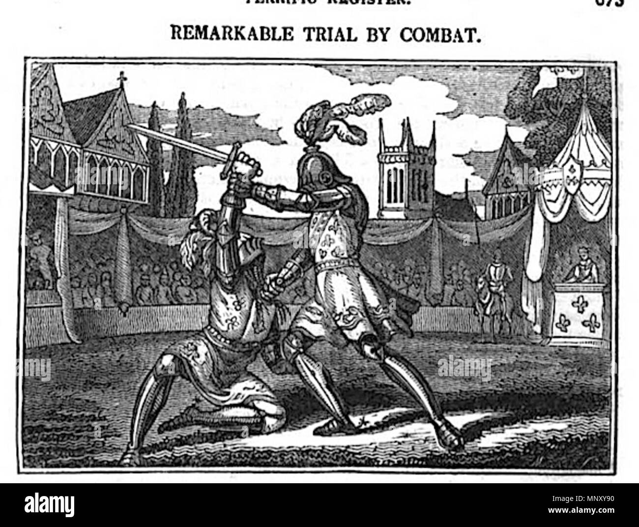 . English: Remarkable Trial by combat . 1825. John Byfield 1202 TR02 Image 42 Stock Photo - Alamy