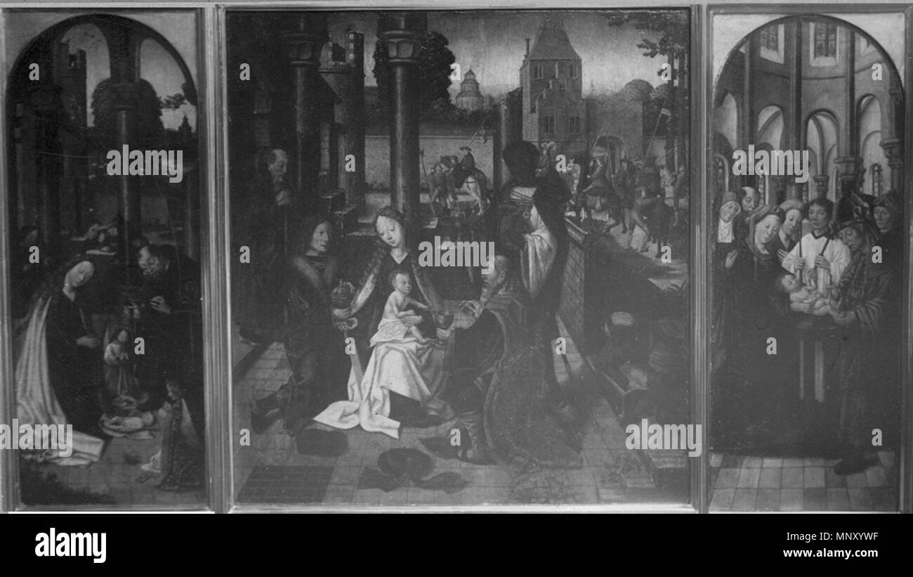 English: Triptych - Adoration, Nativity and Presentation in the Temple . This object is indexed ...