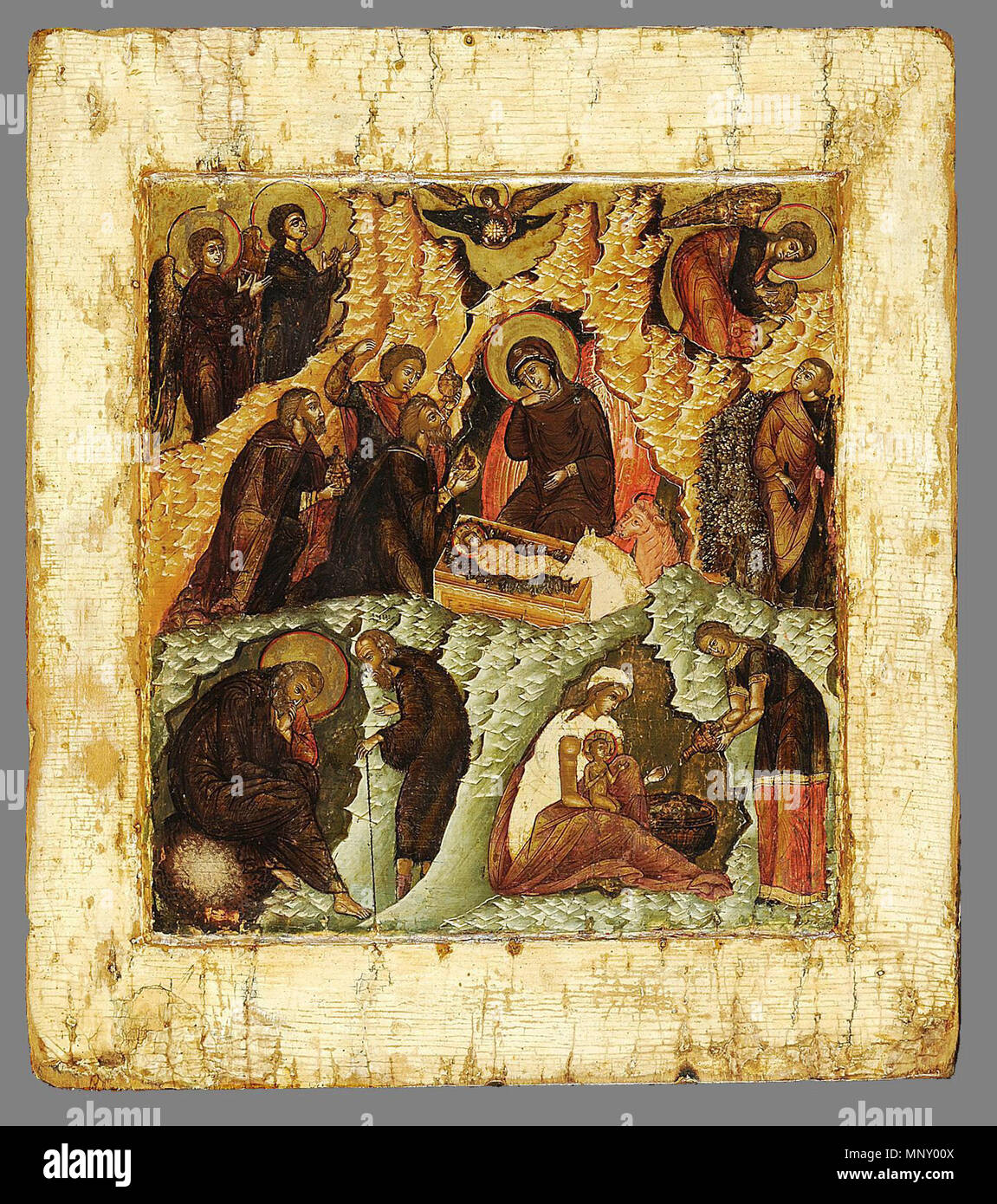 . English: Russian orthodox icon - 'The Nativity', 31 x 27.5 cm . early ...