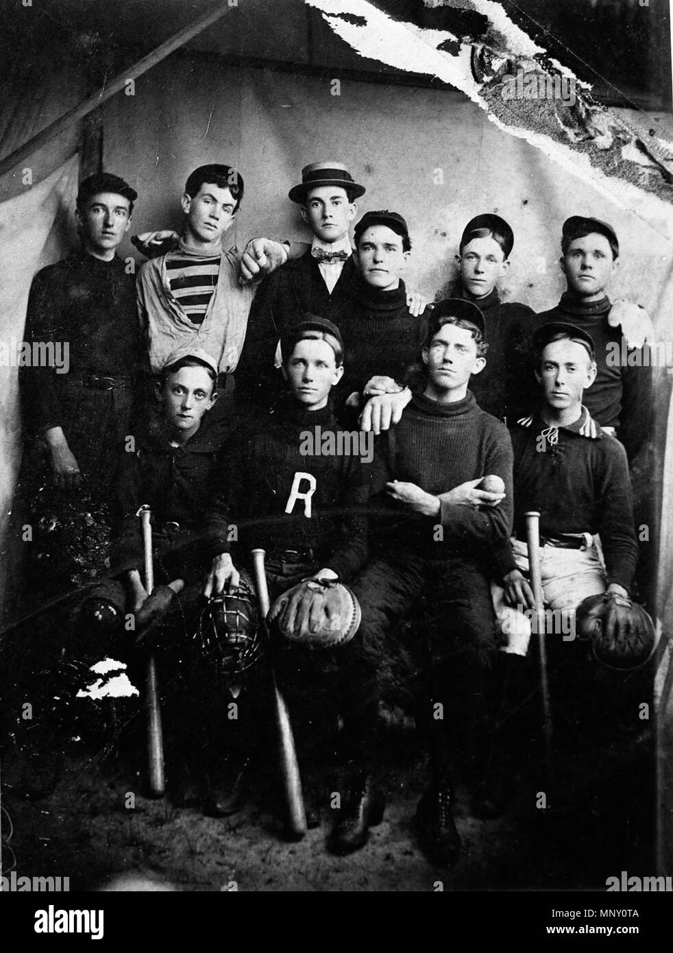 . Young Ty Cobb (left, first row) is photographed with other members of ...