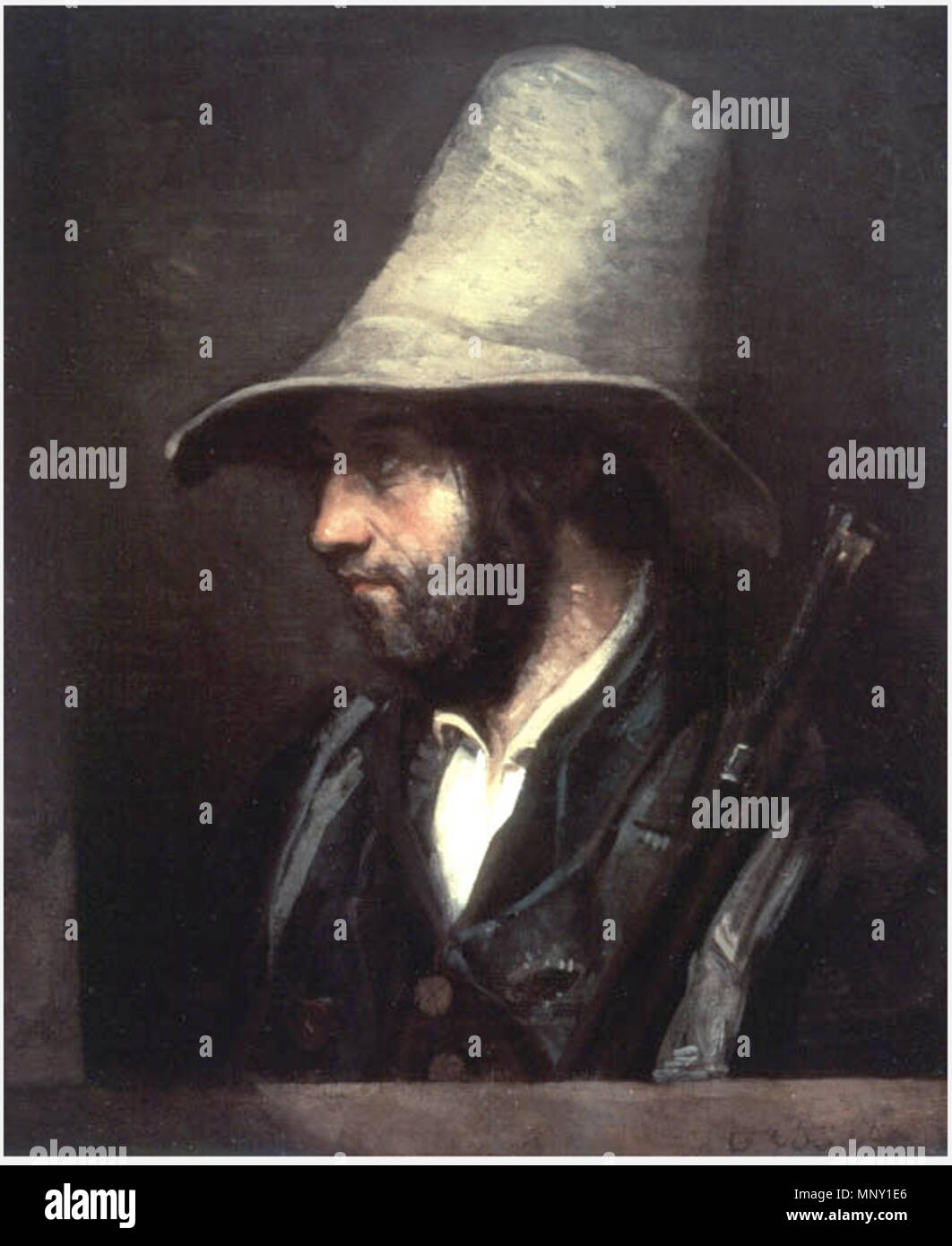 Français : Un chasseur . Portrait of a hunter with his hat . 1858. 1213 ...