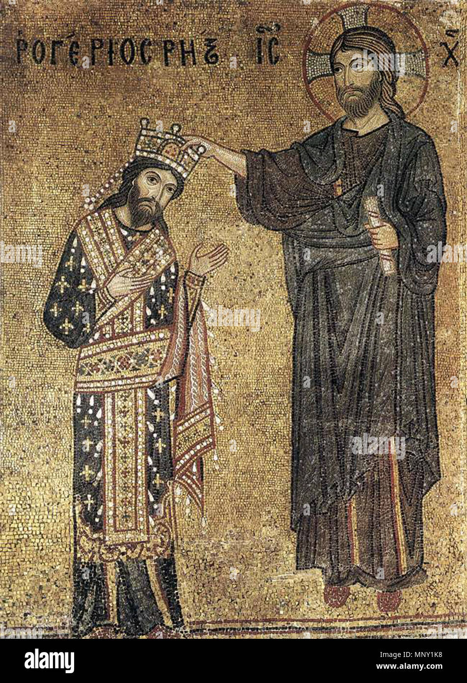 English: Christ Crowning Roger II between 1143 and 1148. 1214 Unknown ...