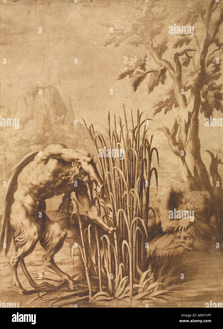 Pan cuts the reed into which the nymph Syrinx has turned mid 16th ...