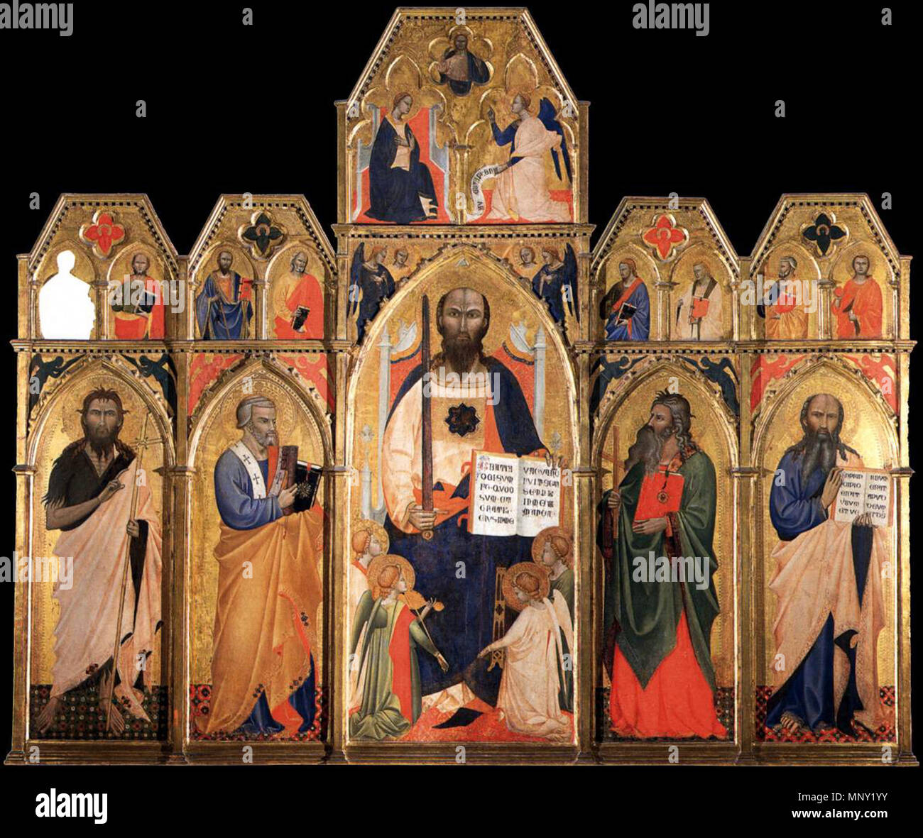 St Paul Enthroned with Saints and Angels circa 1360. 1215 Unknown ...