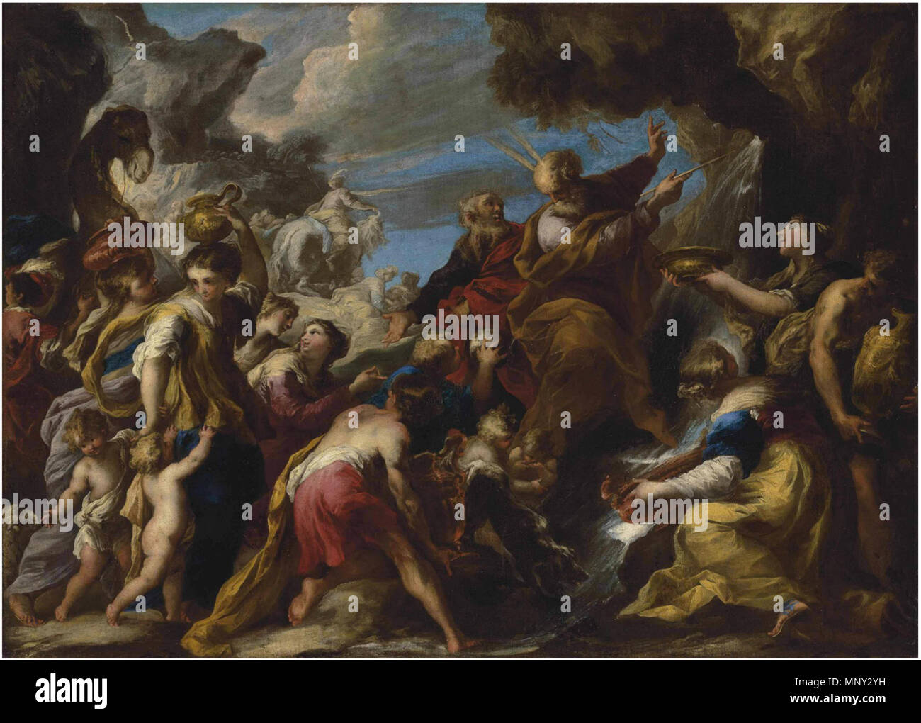 English: Moses striking Water from the Rock mid 1650s. 1219 Valerio ...
