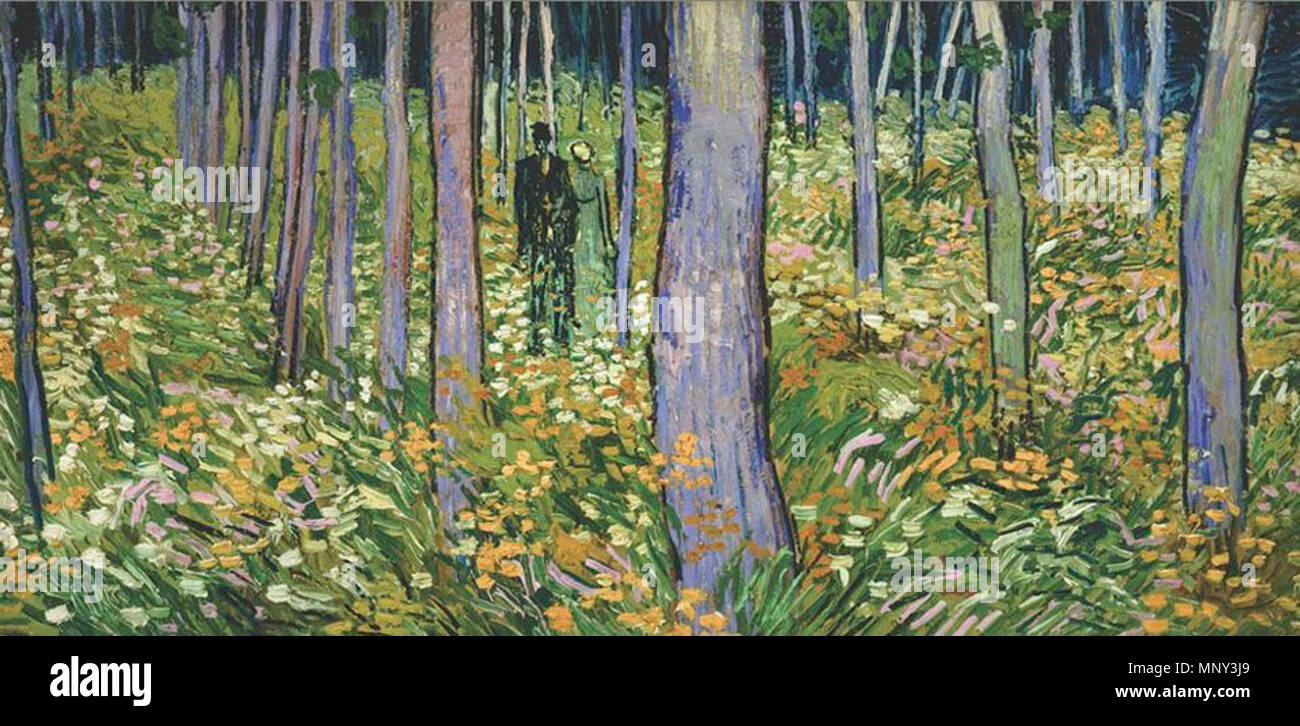 English: Undergrowth with walking Couple Deutsch: Unterholz mit ...