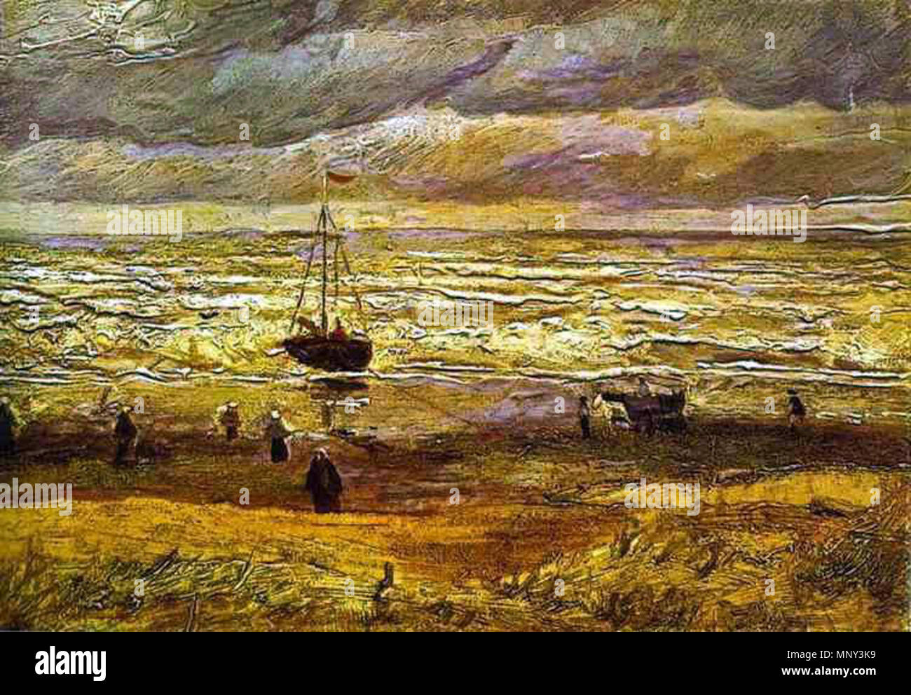 Beach with Figures and Sea with Ship . note: this version is trimmed ...