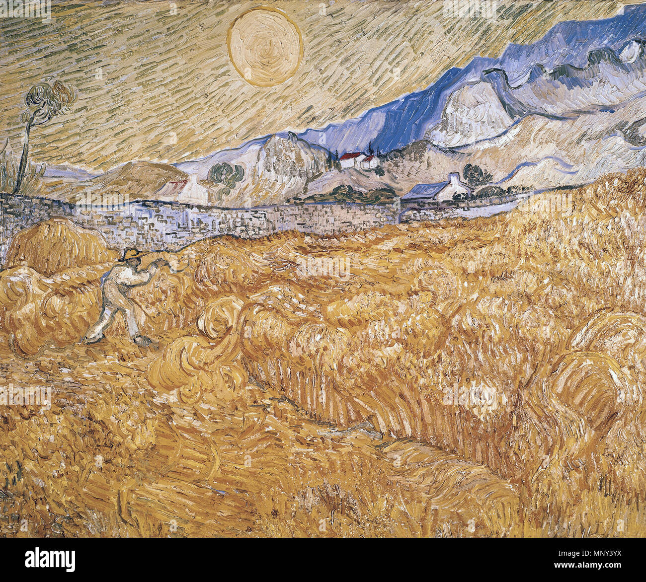 English: Wheat Field with Reaper (Harvest in Provence) 1889. 1224 Van ...