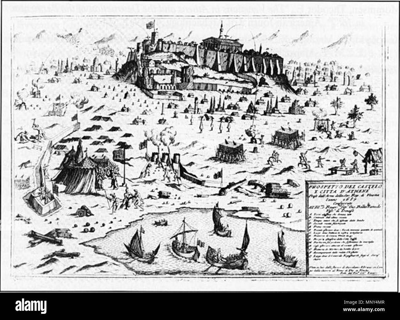 . English: Depiction of the Venetian siege of the Acropolis of Athens ...