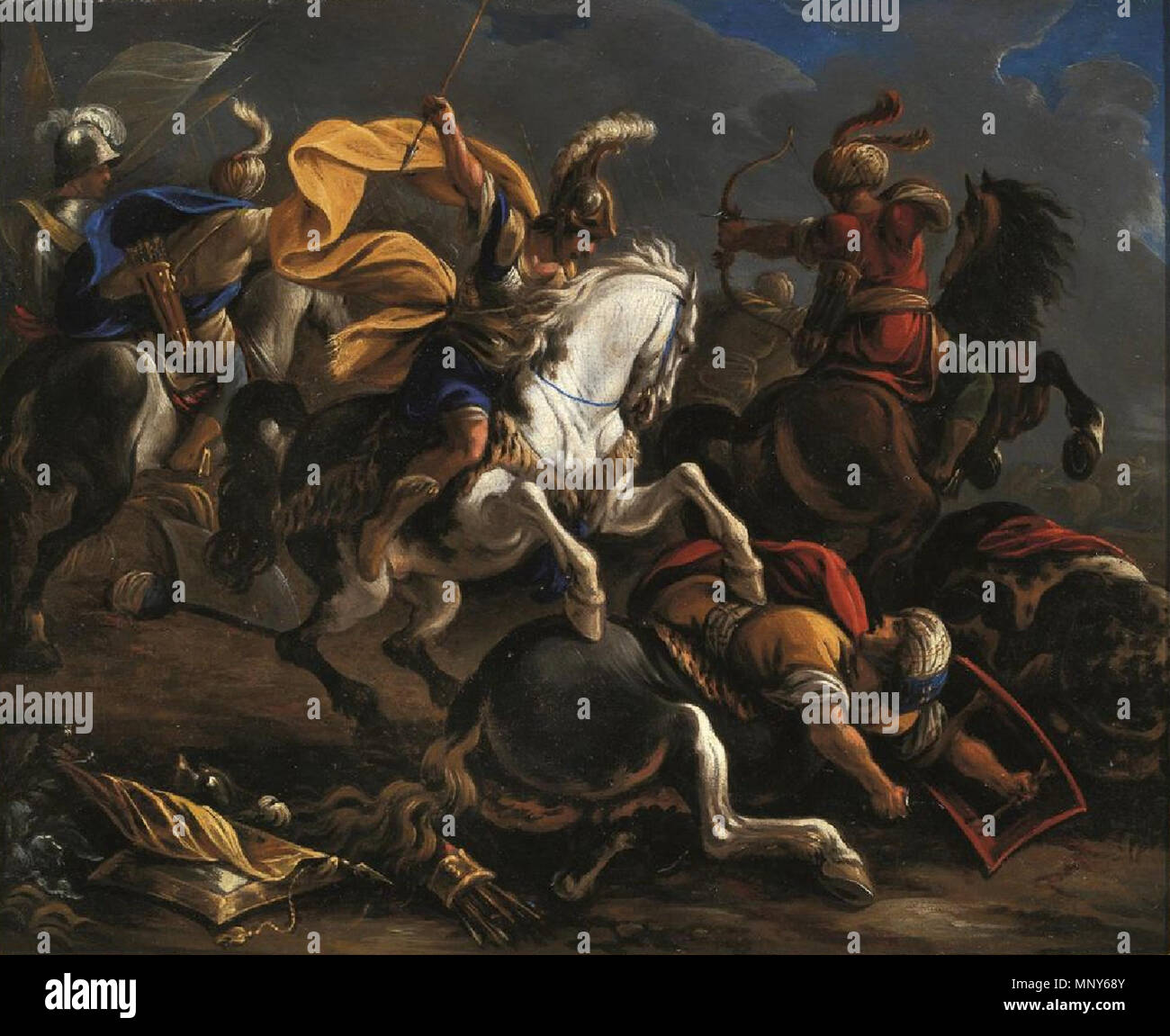 English: Cavalry battle between Turks and Christians 17th century. 1237 ...