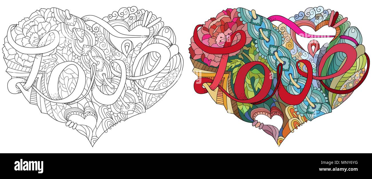Vector Adult Coloring Book Textures. Hand-painted art design. Outline ...