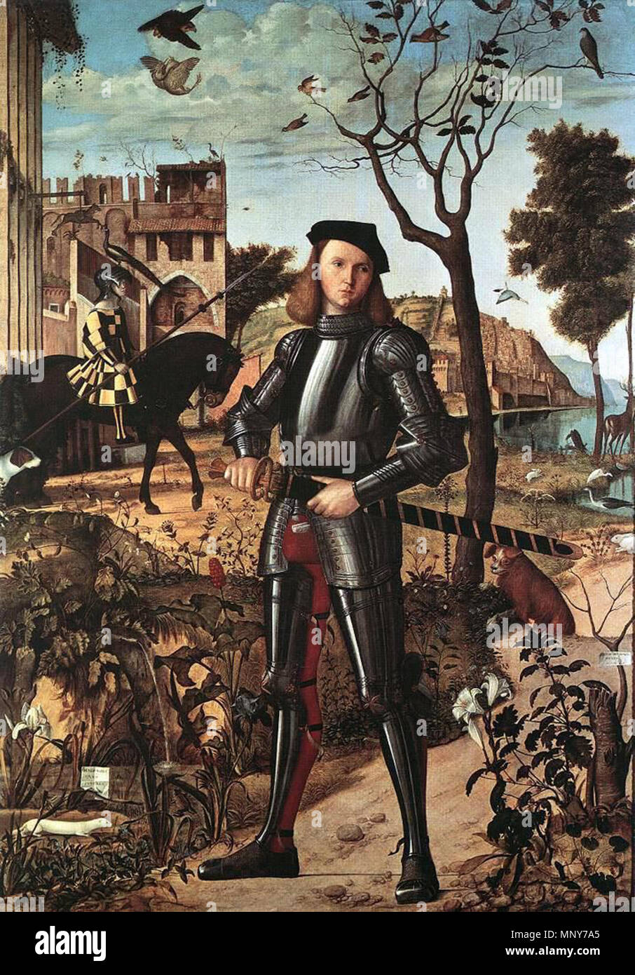 English: Young Knight in a Landscape by Carpaccio (also known as ...