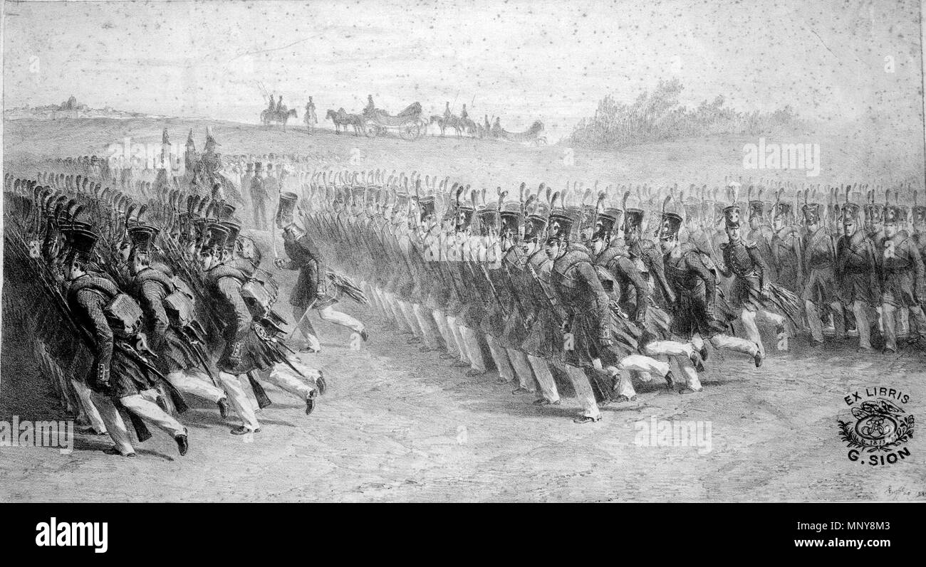. English: Wallachian infantry marching, 1837 Français : Bukharest ...