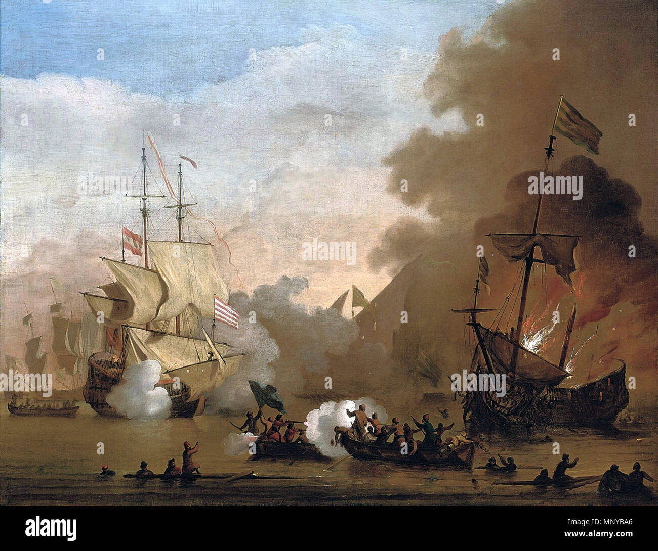 English: An action between an English ship and vessels of the Barbary ...