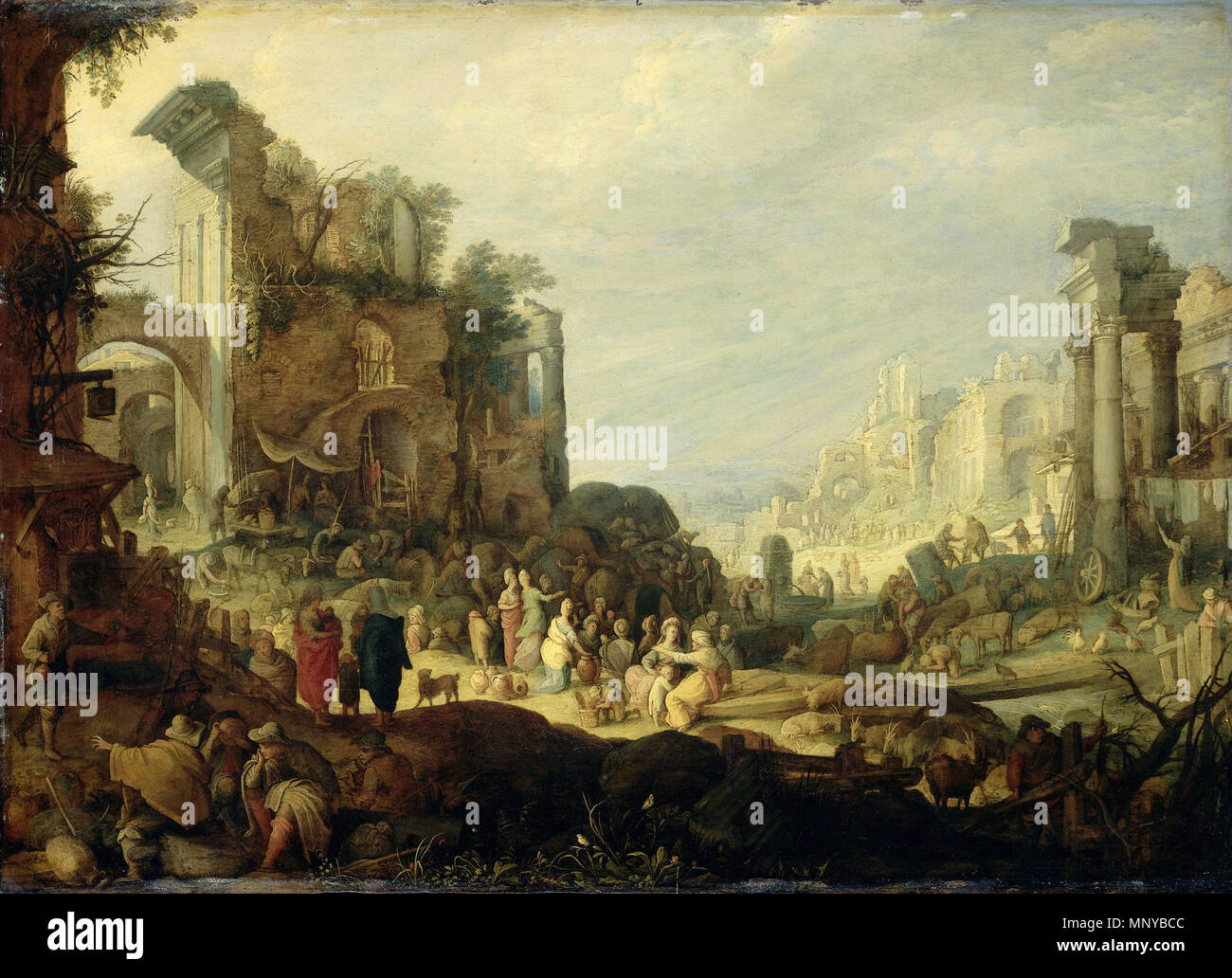 Landscape with Roman Ruins and the Meeting of Rebecca and Eliezer ...