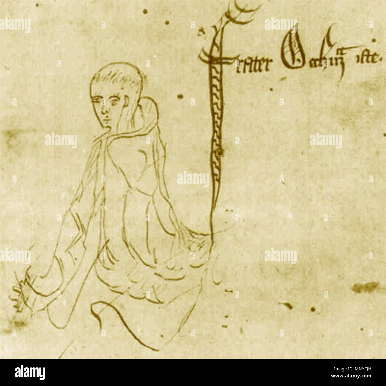 . English: Sketch labelled 'frater Occham iste' . 1341. Ockham 1267 ...