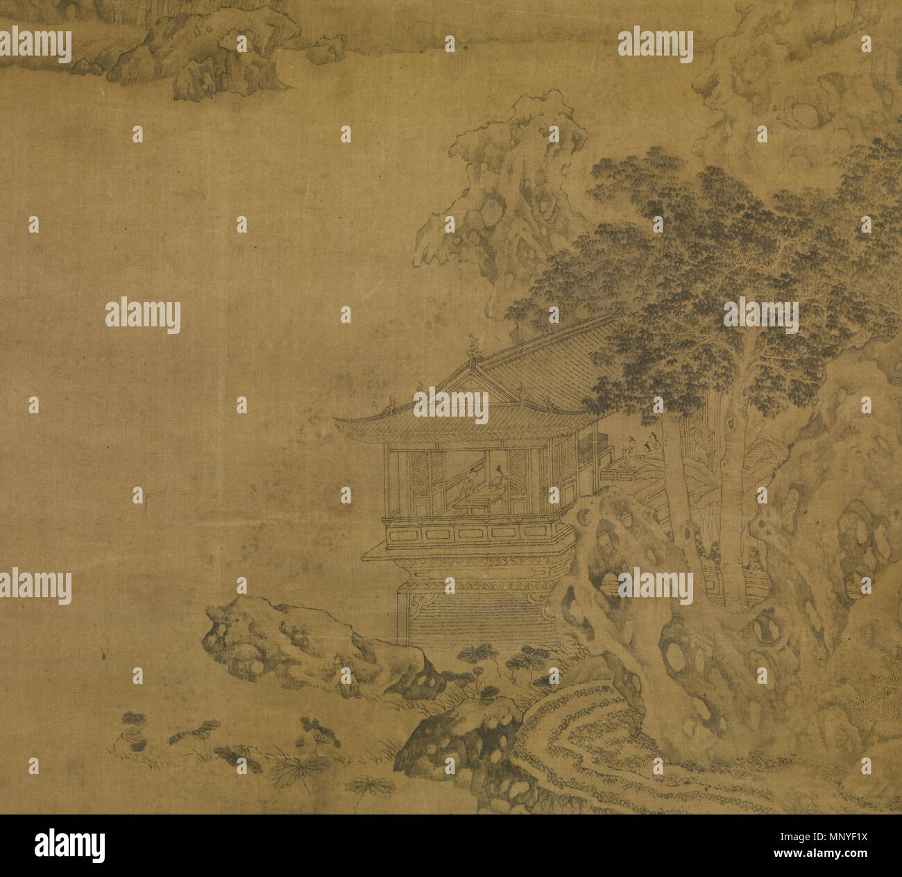 Yun-lin Chu-shih. 'Lakeside Pavilion,' 17th century. Ink on satin ...