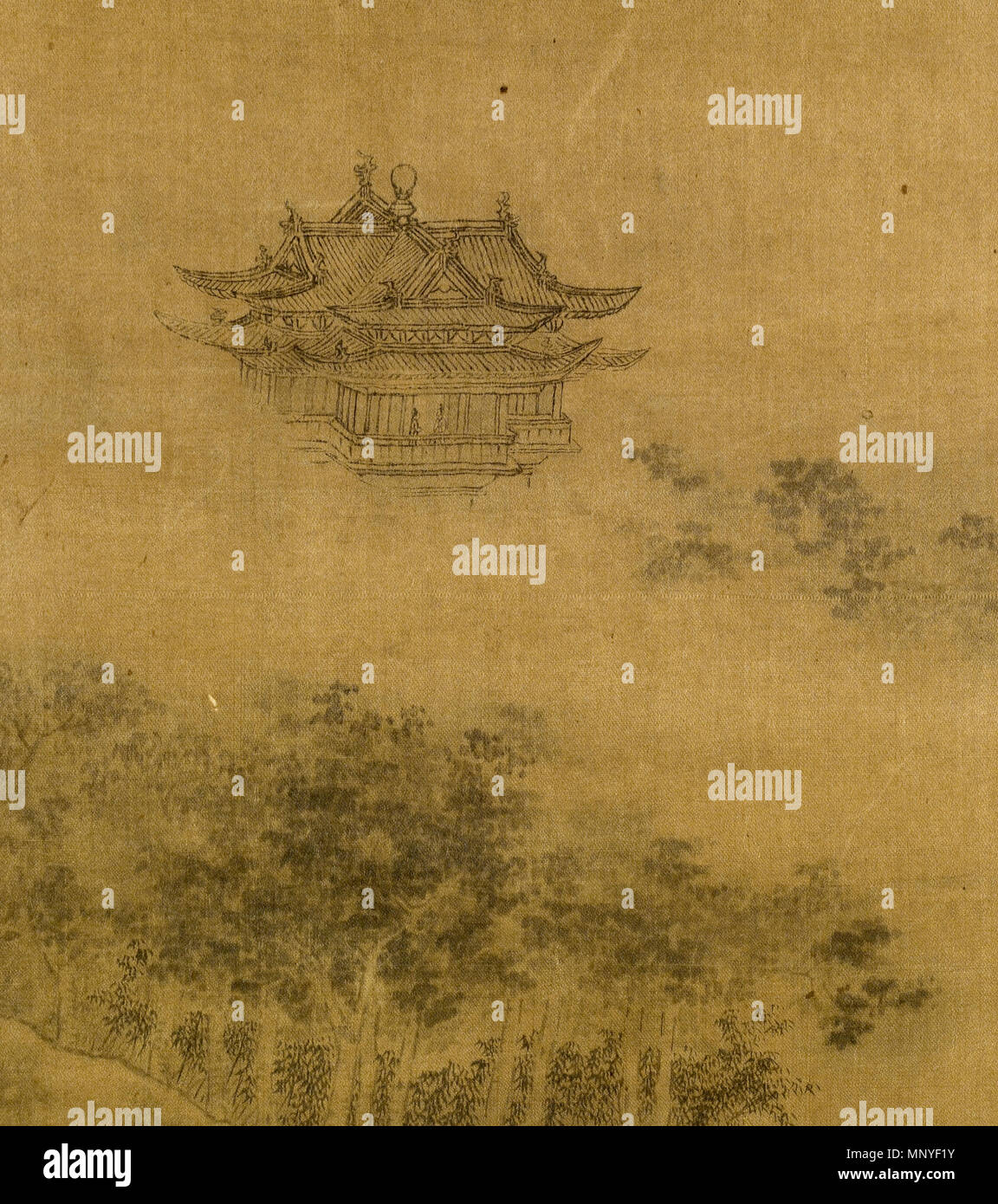 Yun-lin Chu-shih. 'Lakeside Pavilion,' 17th century. Ink on satin ...