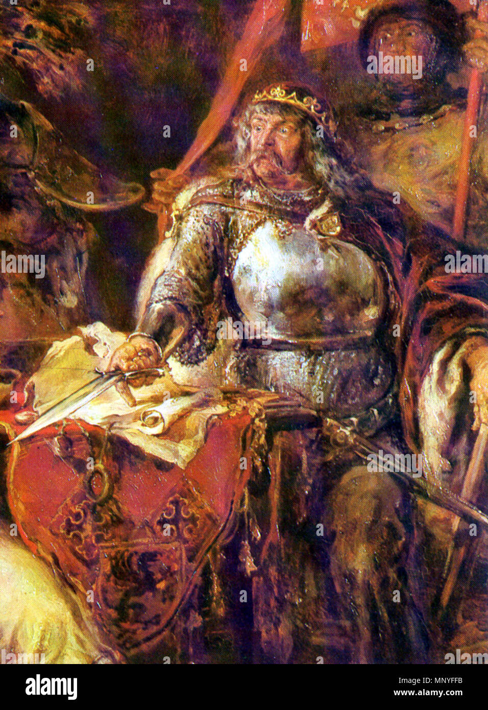 . Polish king Wladislaus in medieval armour . 1878. 1282 Zbroja Stock ...