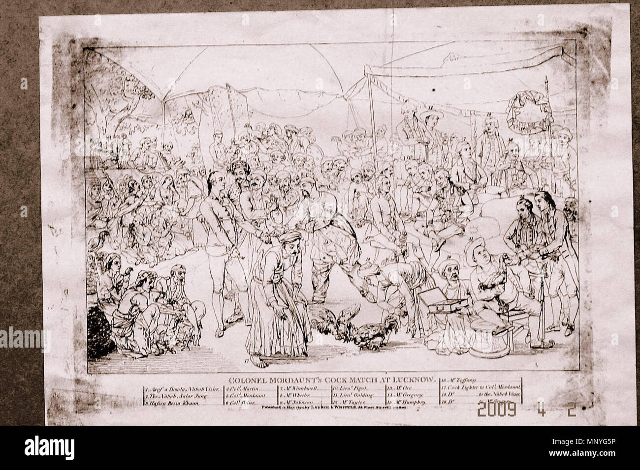. English: Colonel Mordaunt's Cock Match - key to painting by Zoffany ...