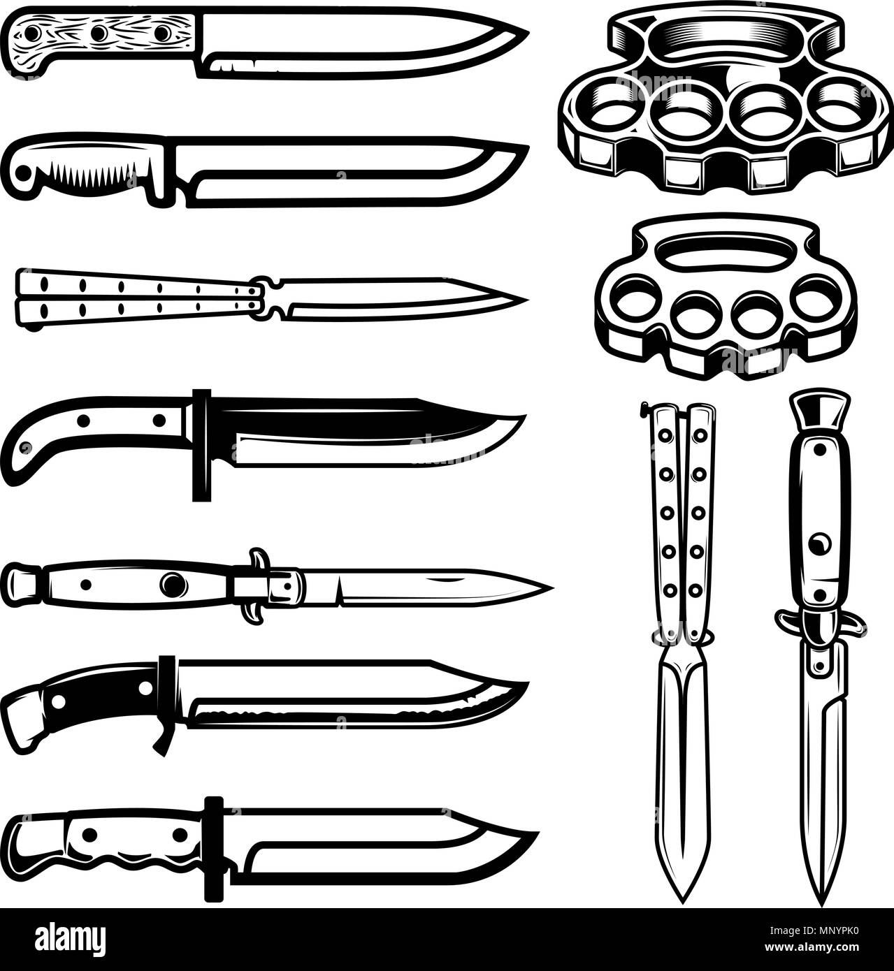 Set of knife weapon icons on white background. Design element for ...