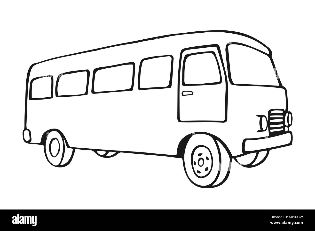 Sketch Retro travel van icon. Vintage travel car. Old classic camper ...