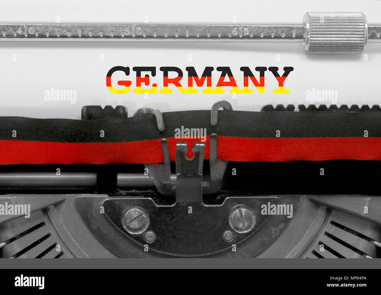 Germany with national colors flag text written by an old typewriter ...
