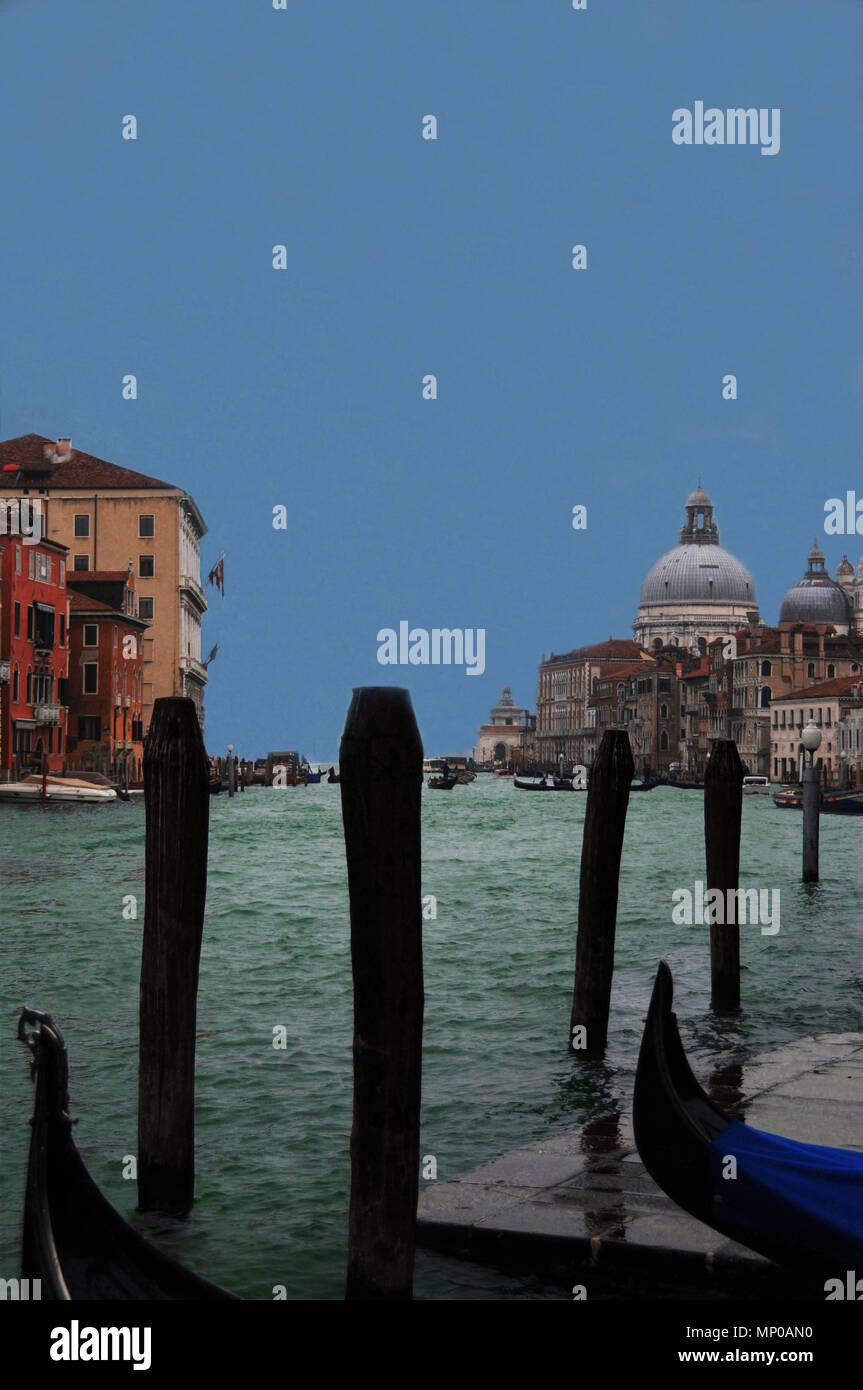The Grand Canal and the church dome of Santa Maria della Salute, Venice ...
