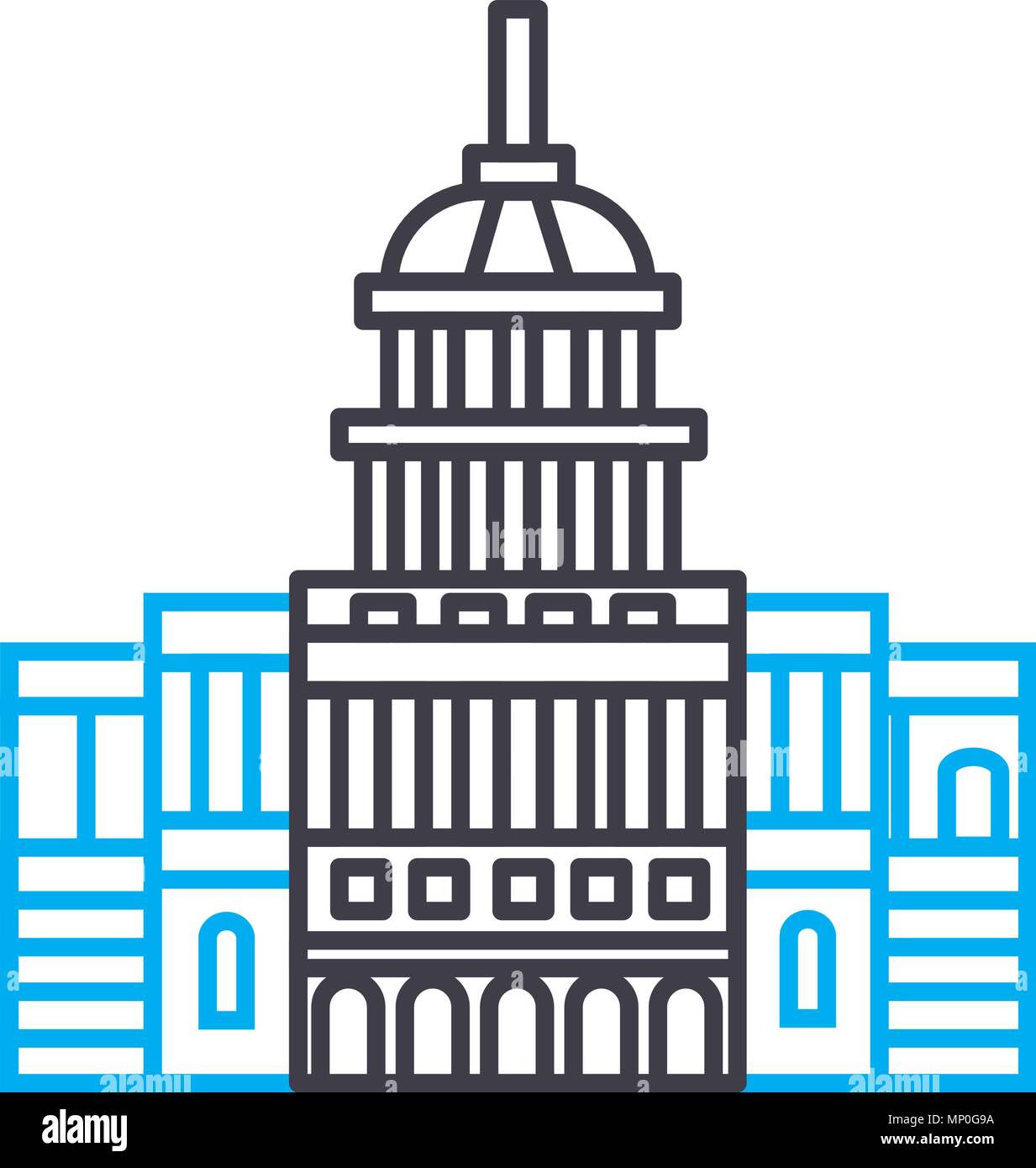 Administrative building linear icon concept. Administrative building ...