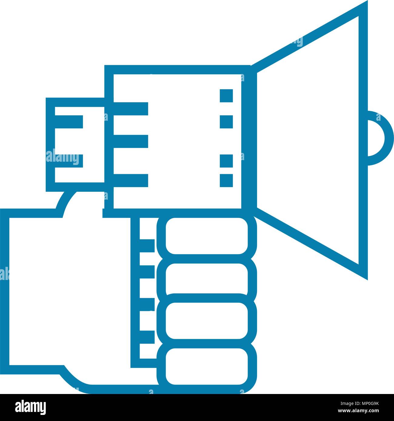 Advertising campaign linear icon concept. Advertising campaign line ...