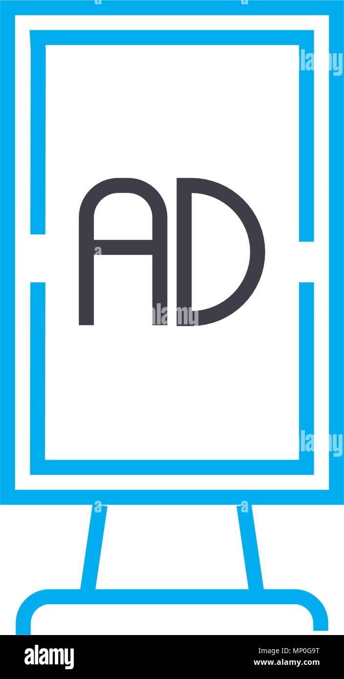 Advertising poster linear icon concept. Advertising poster line vector ...