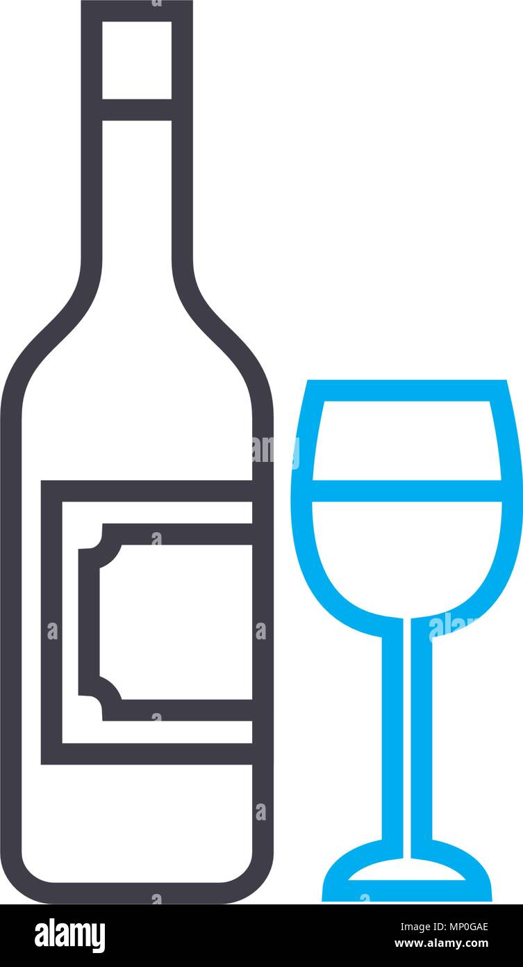 Alcoholic beverages linear icon concept. Alcoholic beverages line ...