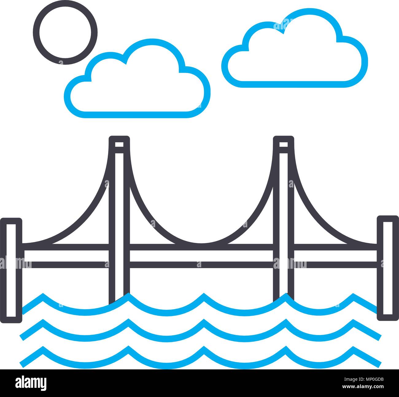 Automotive bridge linear icon concept. Automotive bridge line vector ...