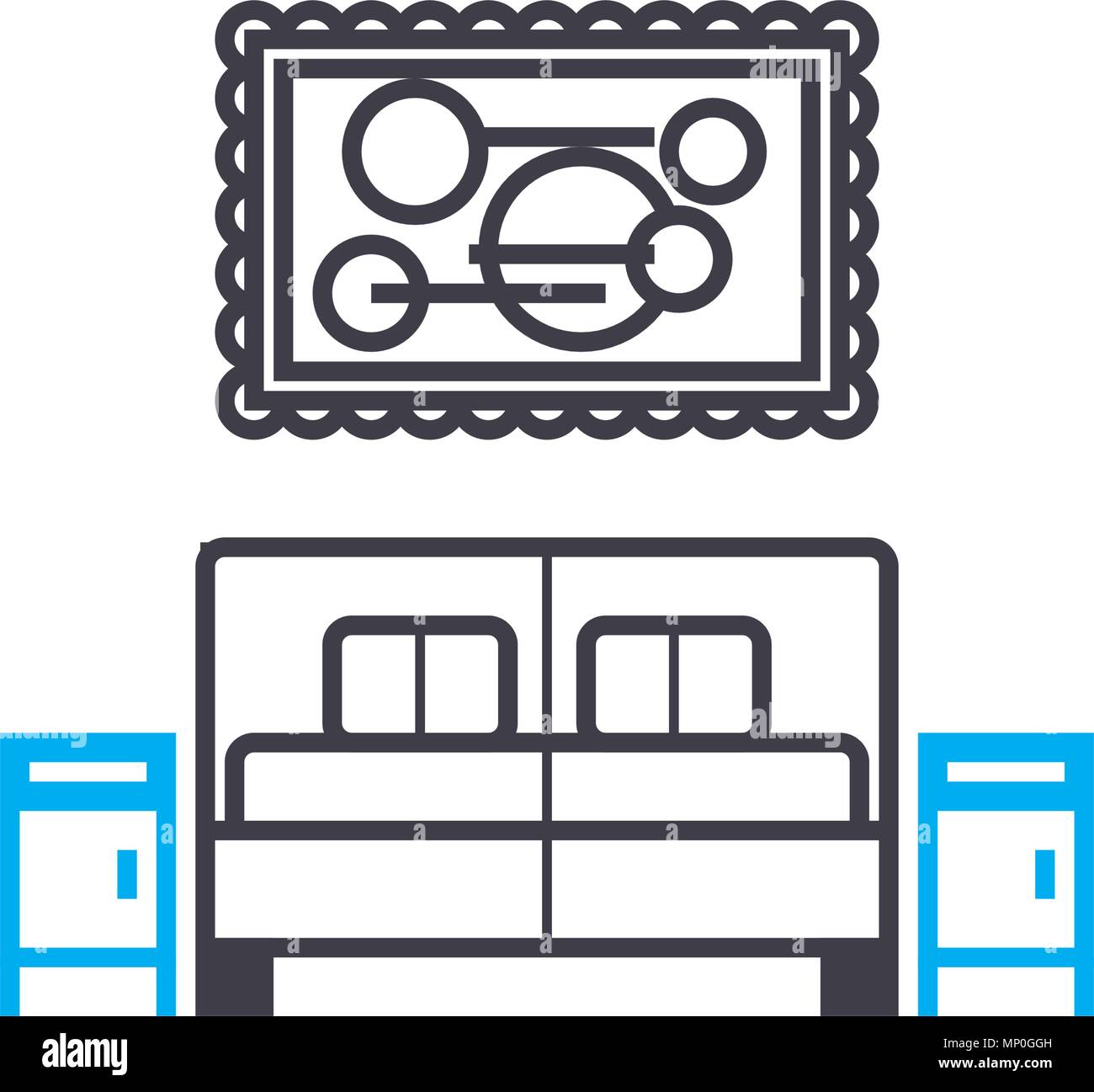 Bedroom linear icon concept. Bedroom line vector sign, symbol ...