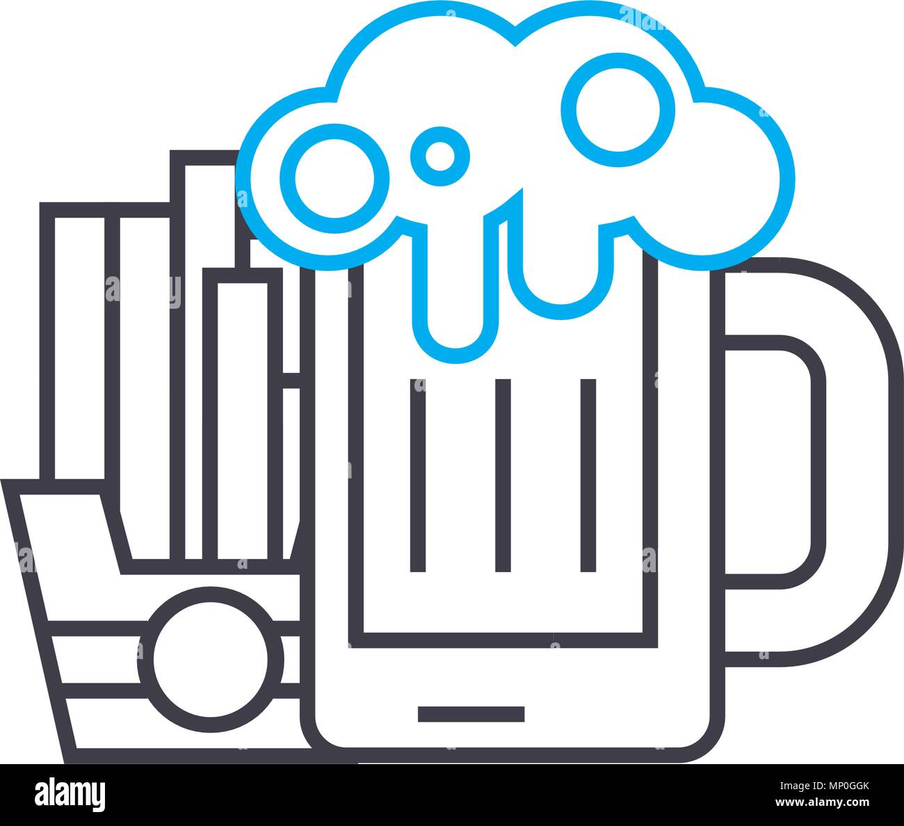 Beer with snacks linear icon concept. Beer with snacks line vector sign ...