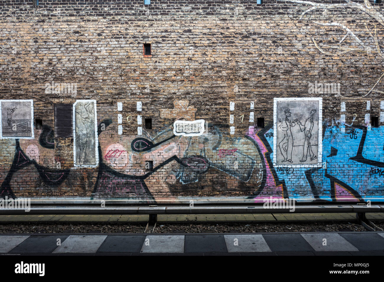 Berlin, Germany. View. Savignyplatz. S Bahn station, with Graffiti ...
