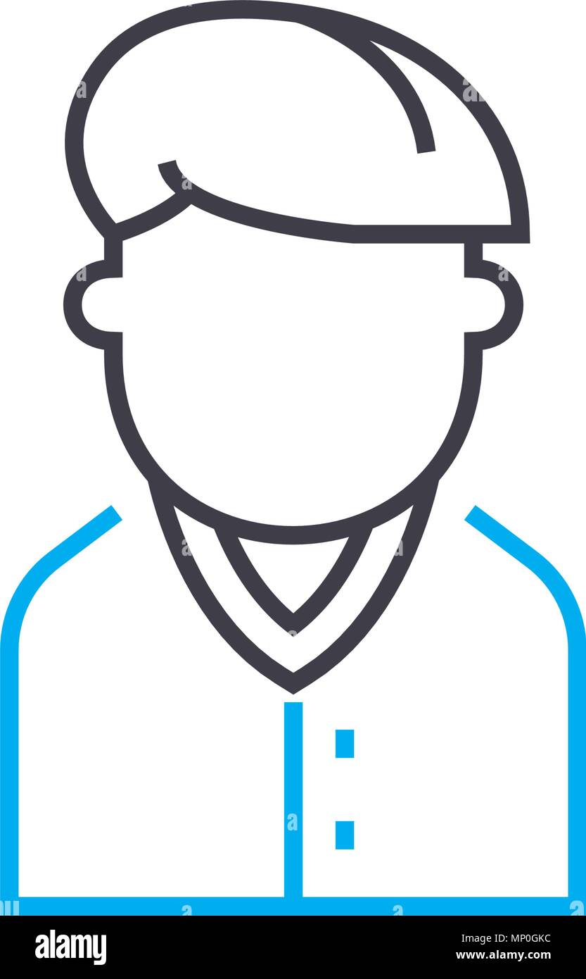 Boy-teenager linear icon concept. Boy-teenager line vector sign, symbol ...