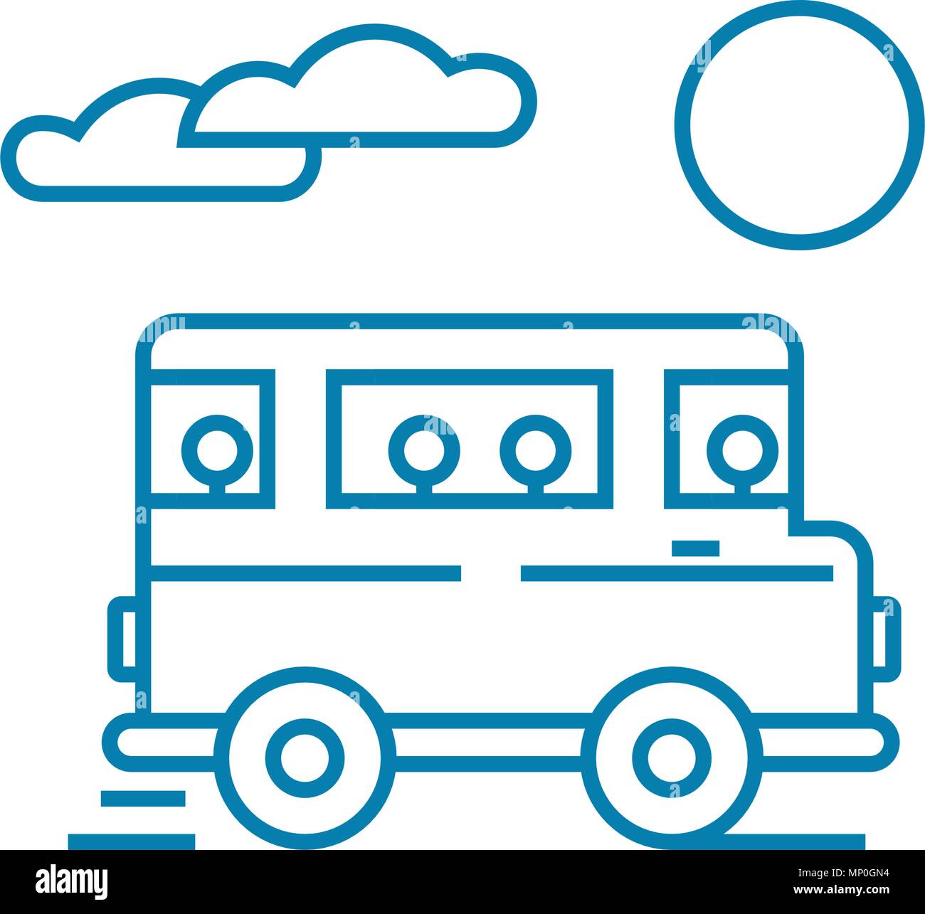 Bus trip linear icon concept. Bus trip line vector sign, symbol ...