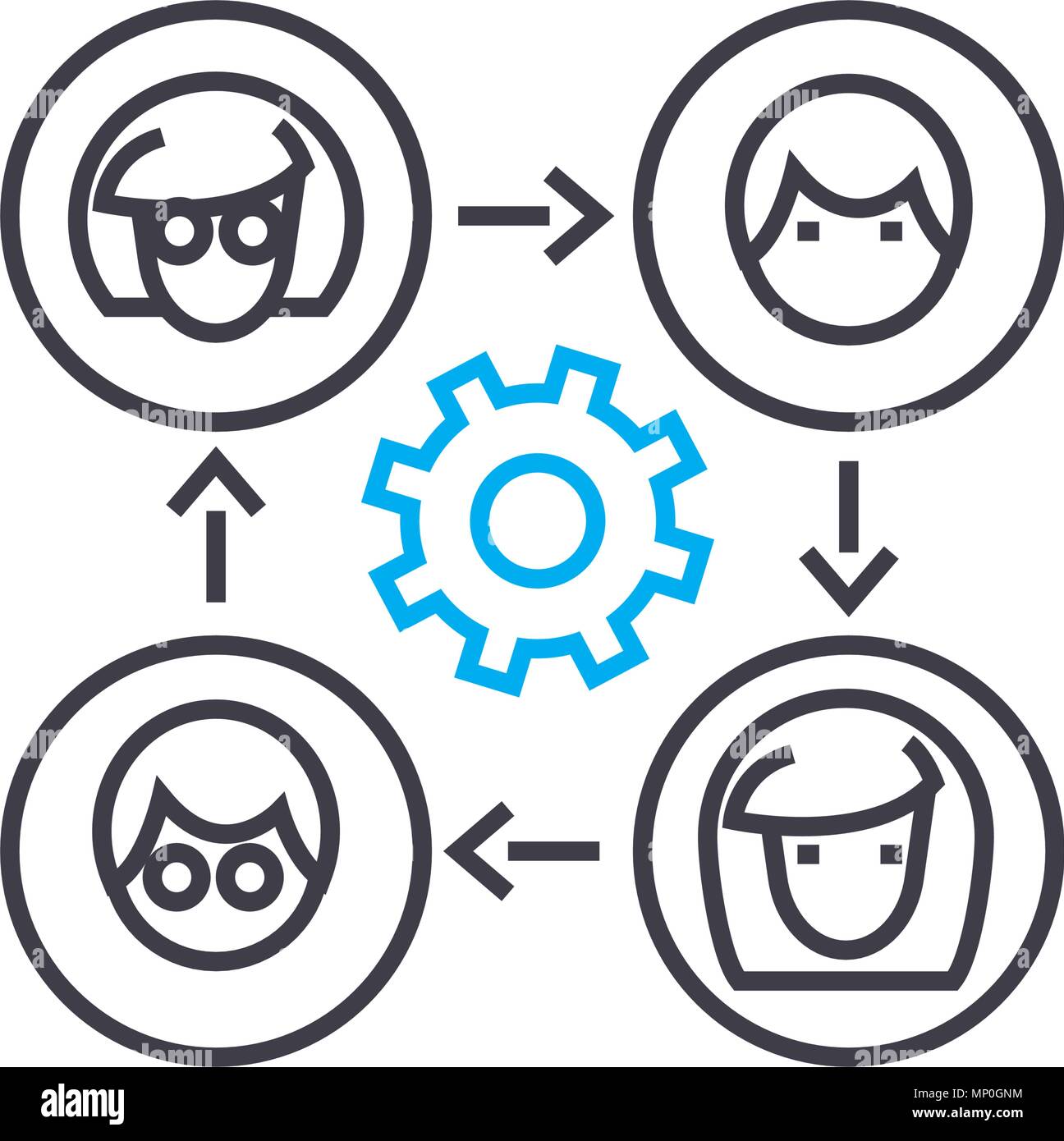 Business communications linear icon concept. Business communications ...