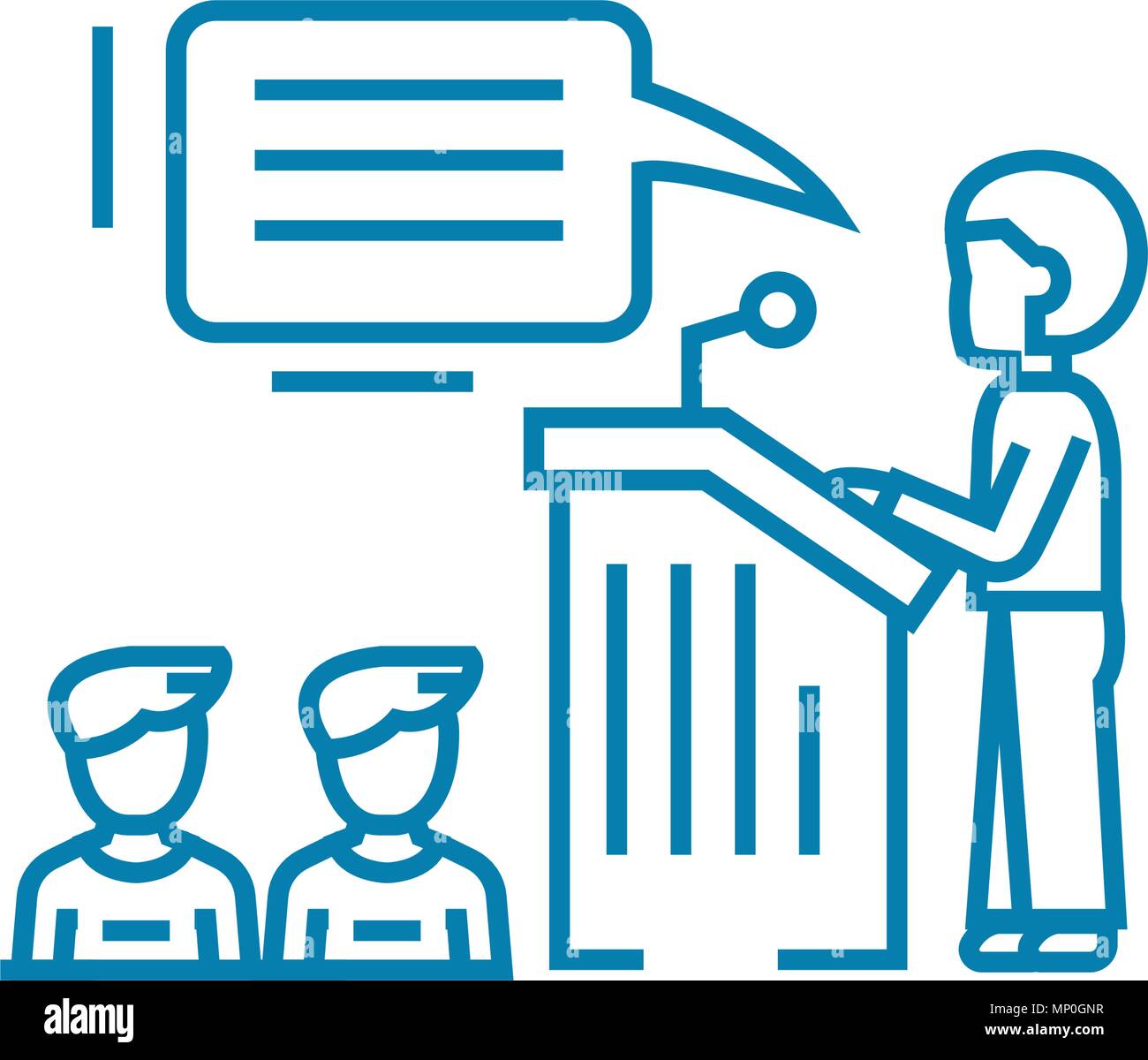 Business conference linear icon concept. Business conference line ...