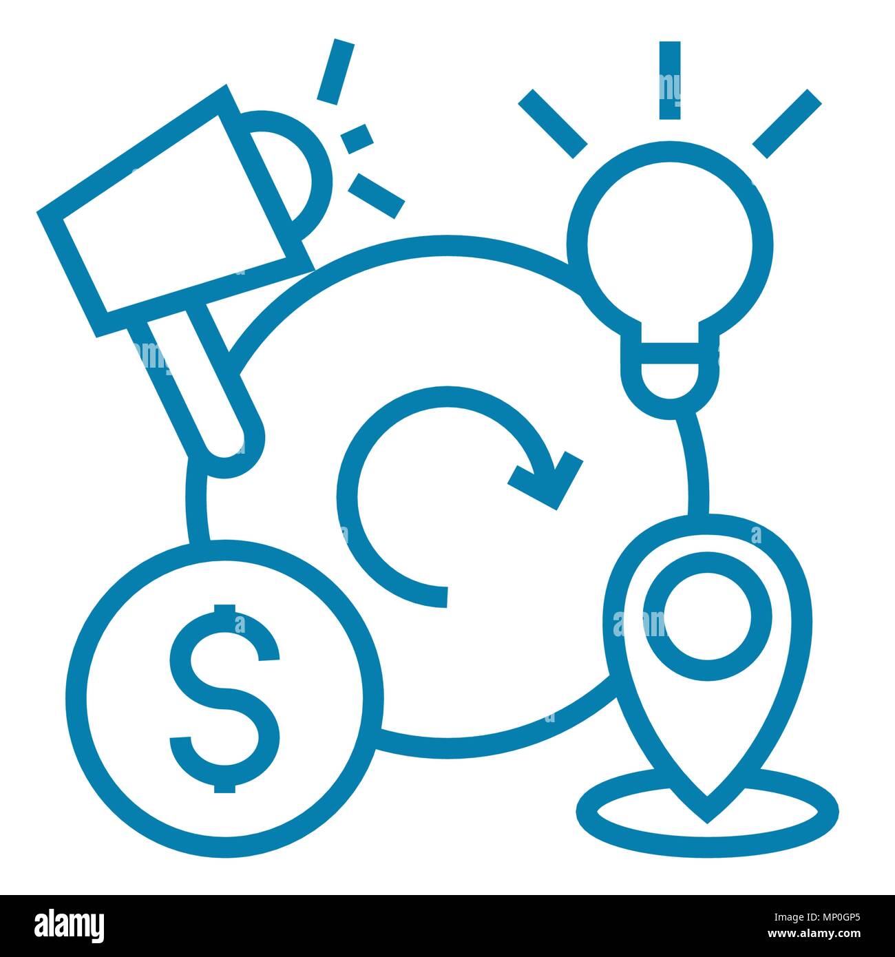 Business cycles linear icon concept. Business cycles line vector sign ...