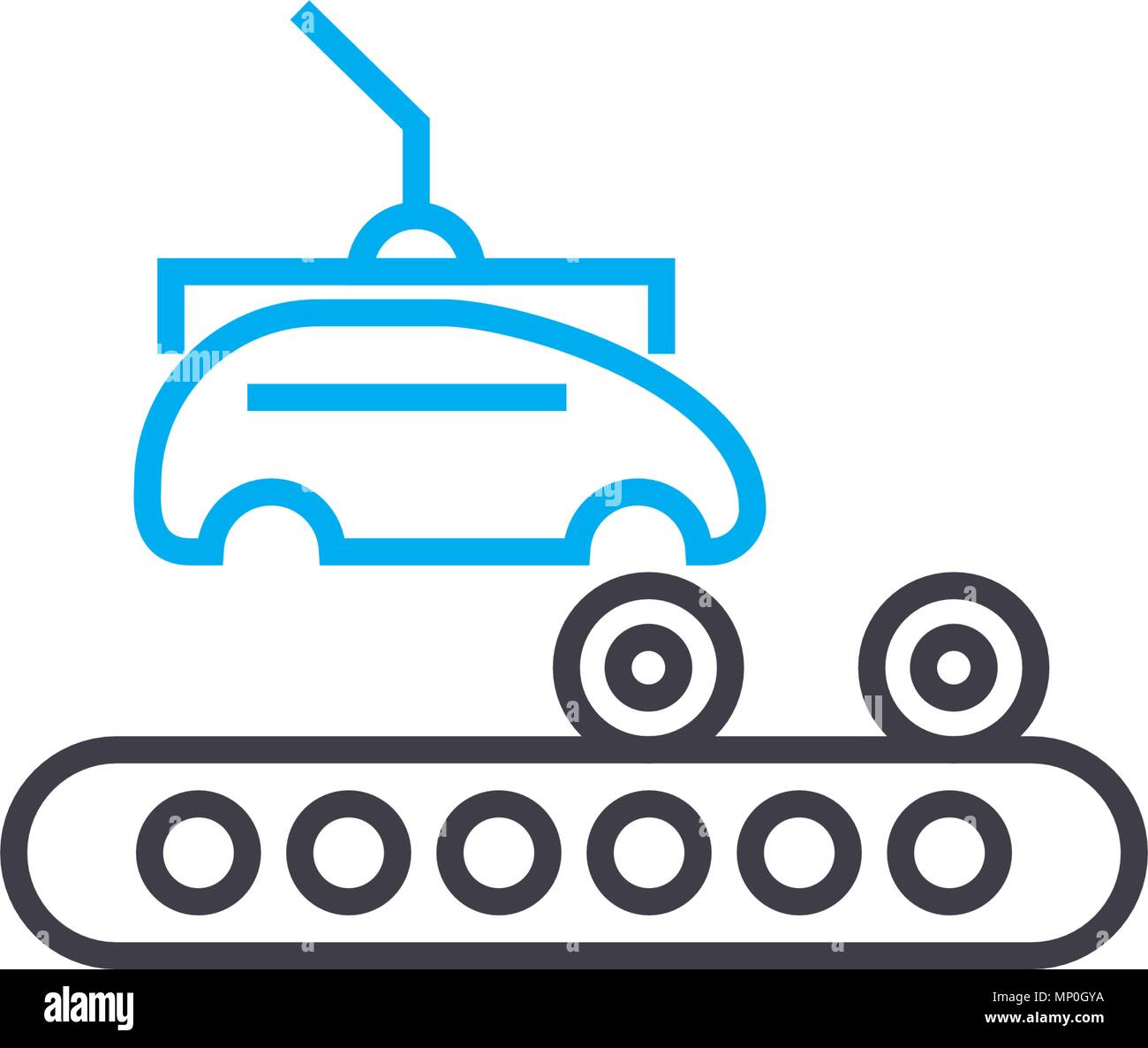 Car production linear icon concept. Car production line vector sign ...
