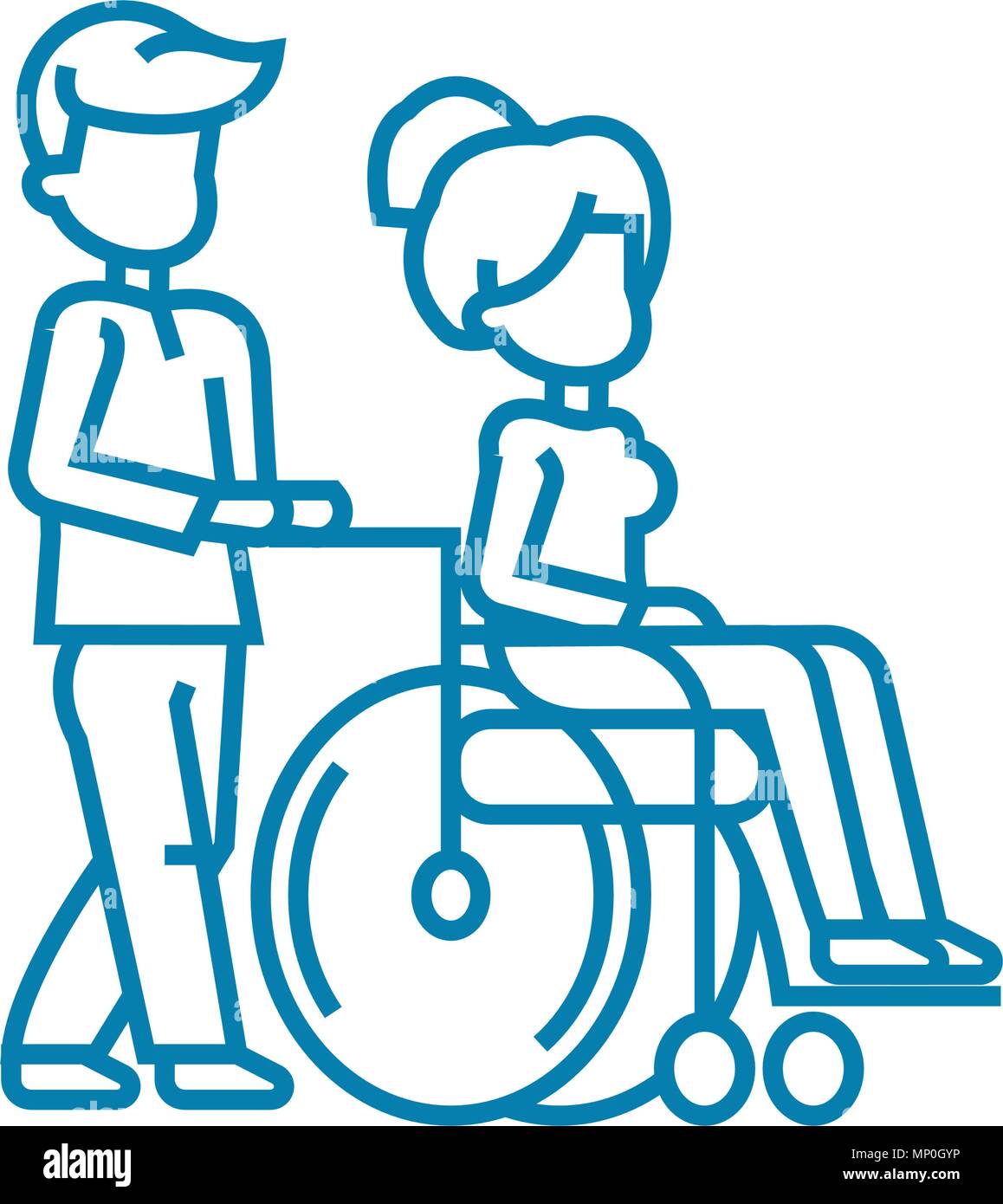 Care for disabled people linear icon concept. Care for disabled people ...