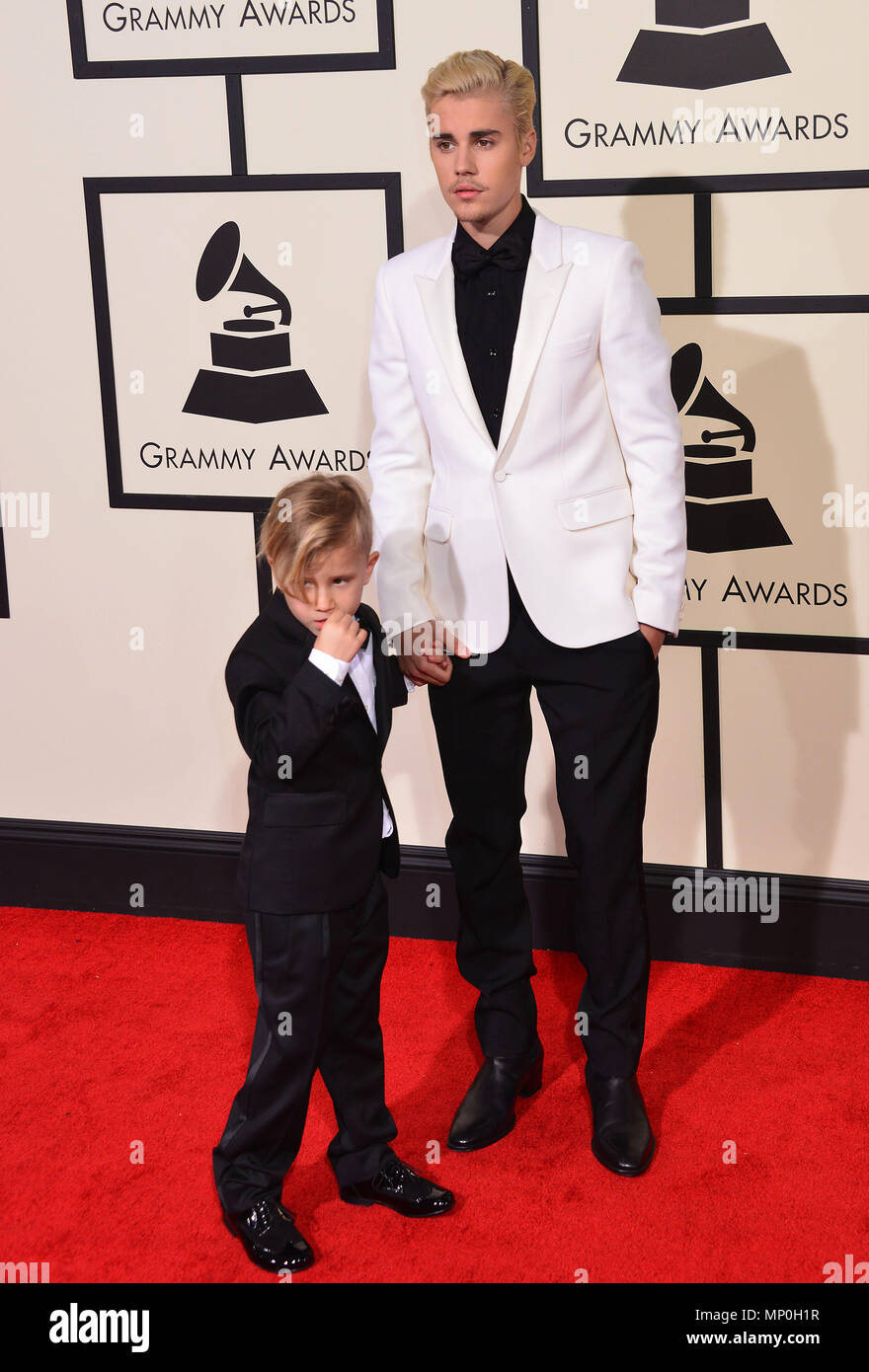 Justin Bieber and brother Jaxon 216 at the 58th Grammy's Awards 2016 at ...