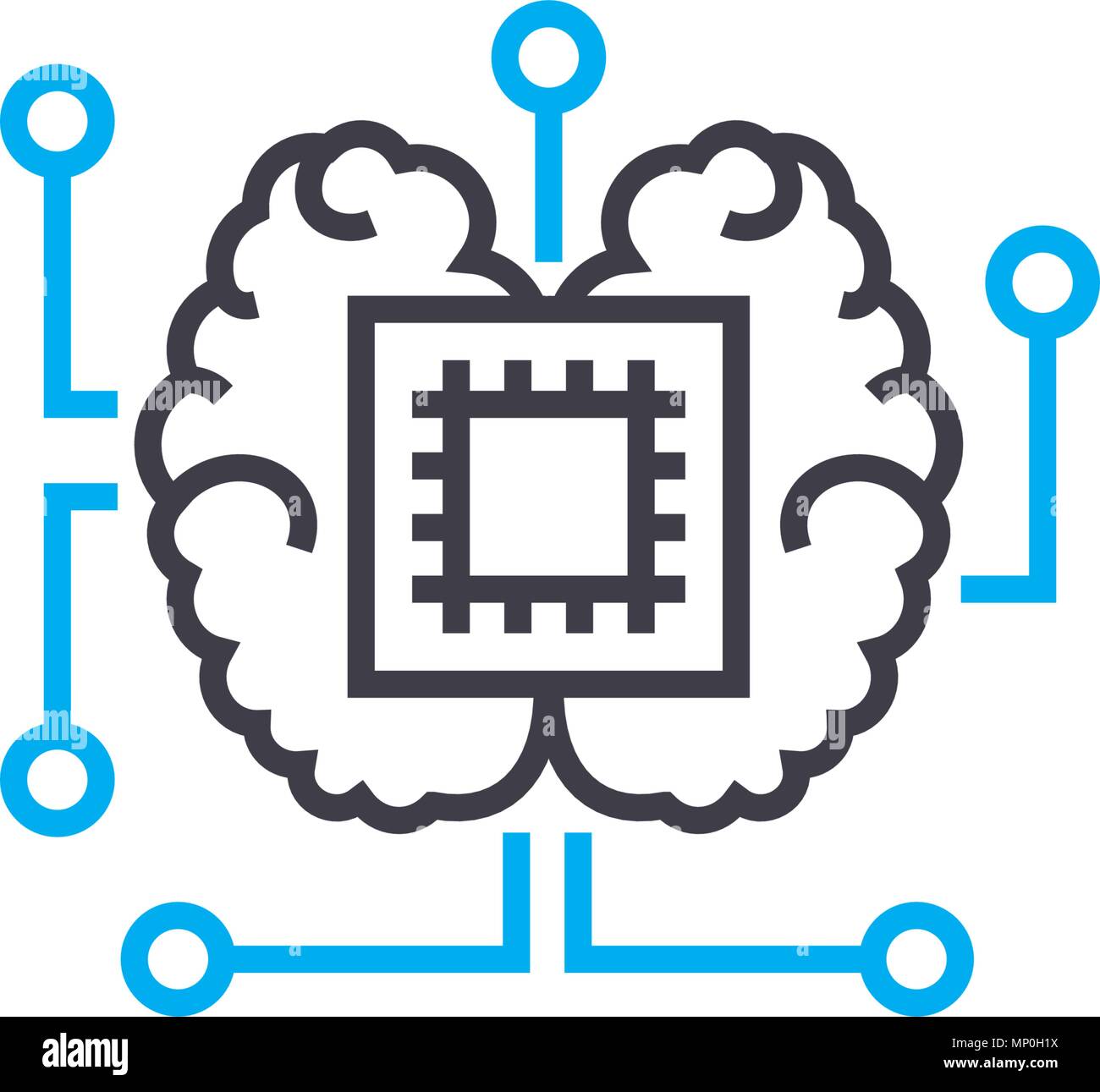 Central Processor Linear Icon Concept Central Processor Line Vector