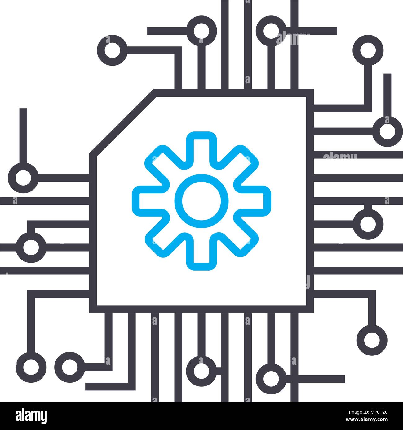 Central server linear icon concept. Central server line vector sign ...