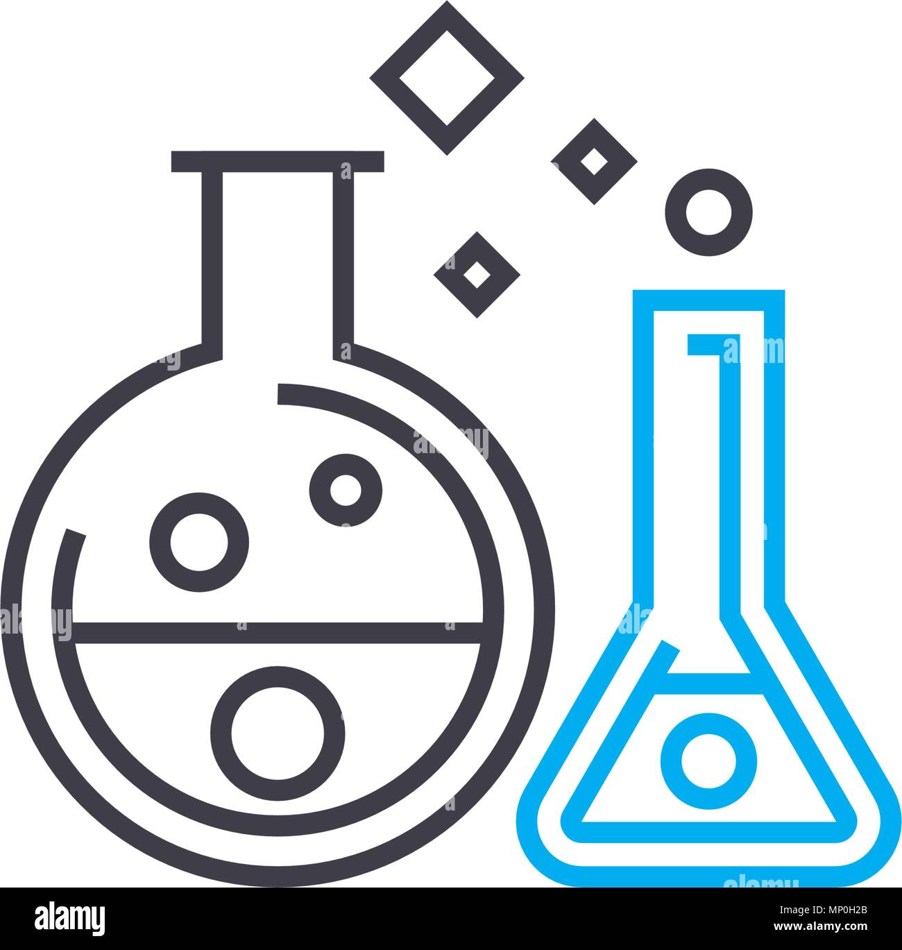 Chemical experiments linear icon concept. Chemical experiments line ...