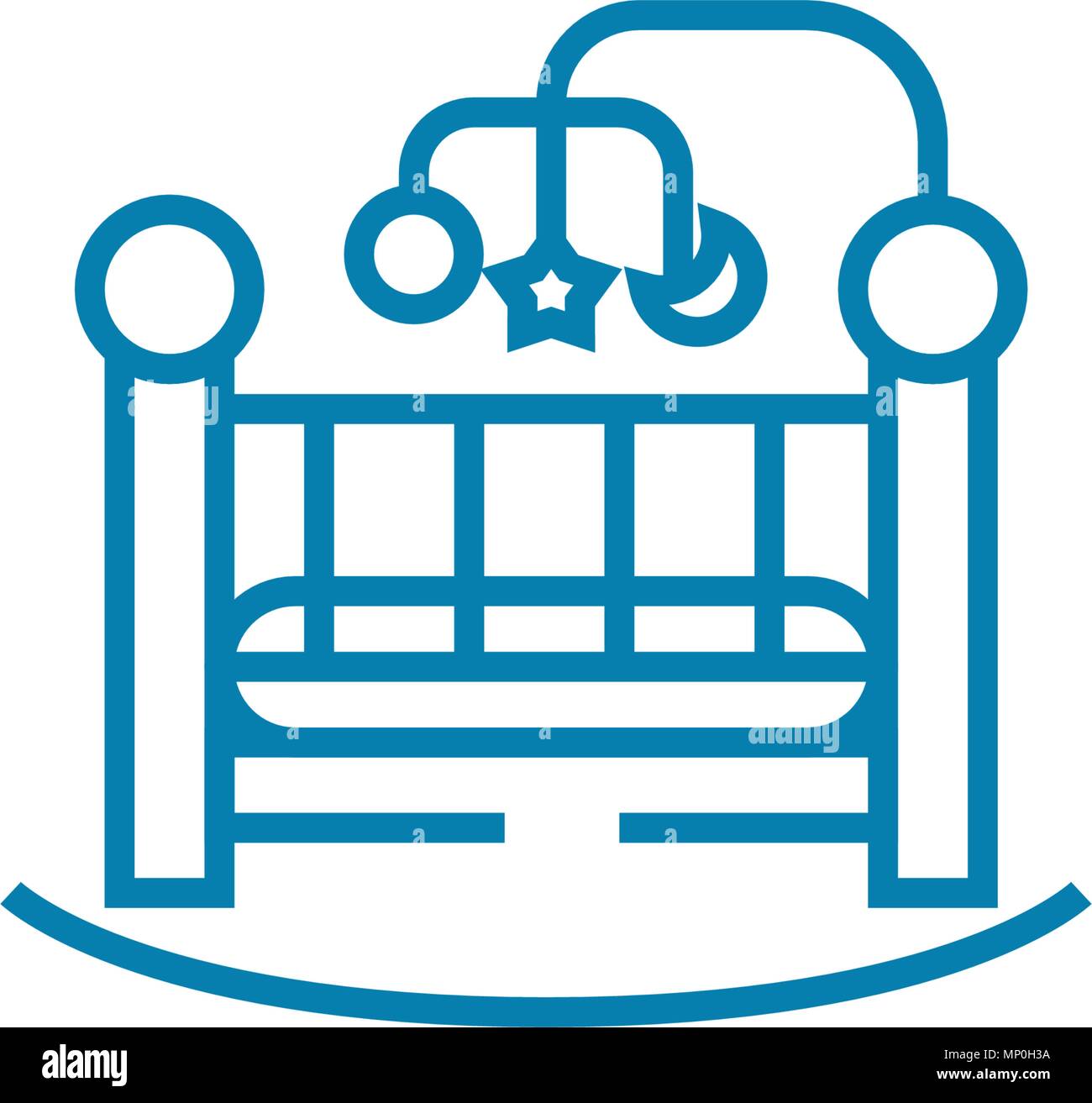 Children's bed linear icon concept. Children's bed line vector sign ...